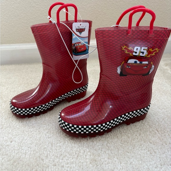 Pixar | Shoes | Nwt Disney Pixar Cars Lightning Mcqueen Red Rain Boots ...